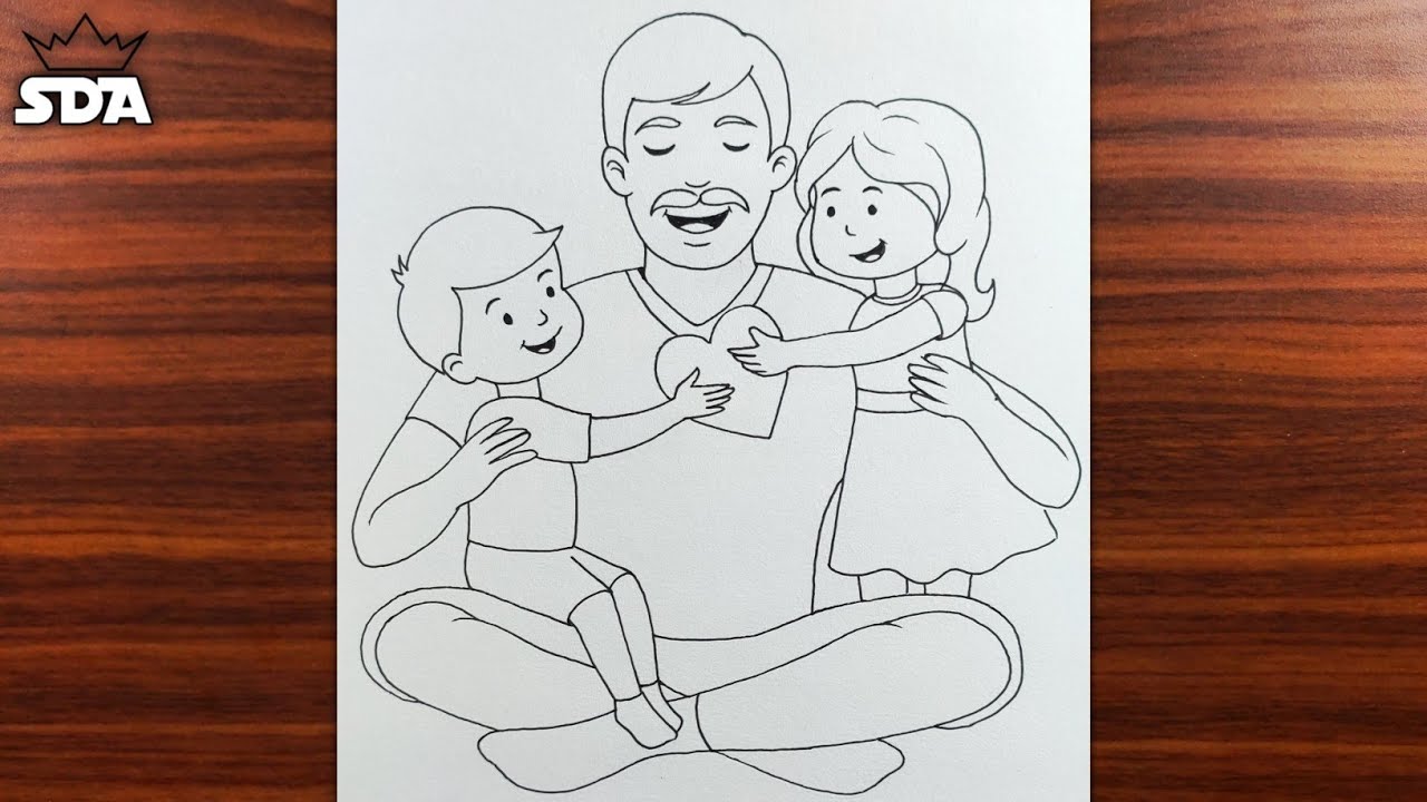 Family drawing easy||how to draw simple family | family with 3 members ...
