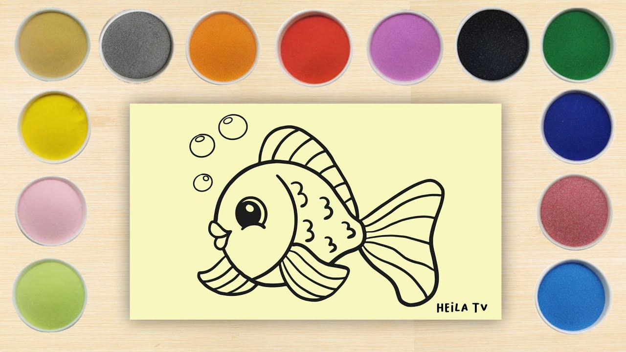 Sand Painting Coloring Mommy Fish is very cute - 색칠 모래 엄마 물고기는 매우 귀엽다 ...