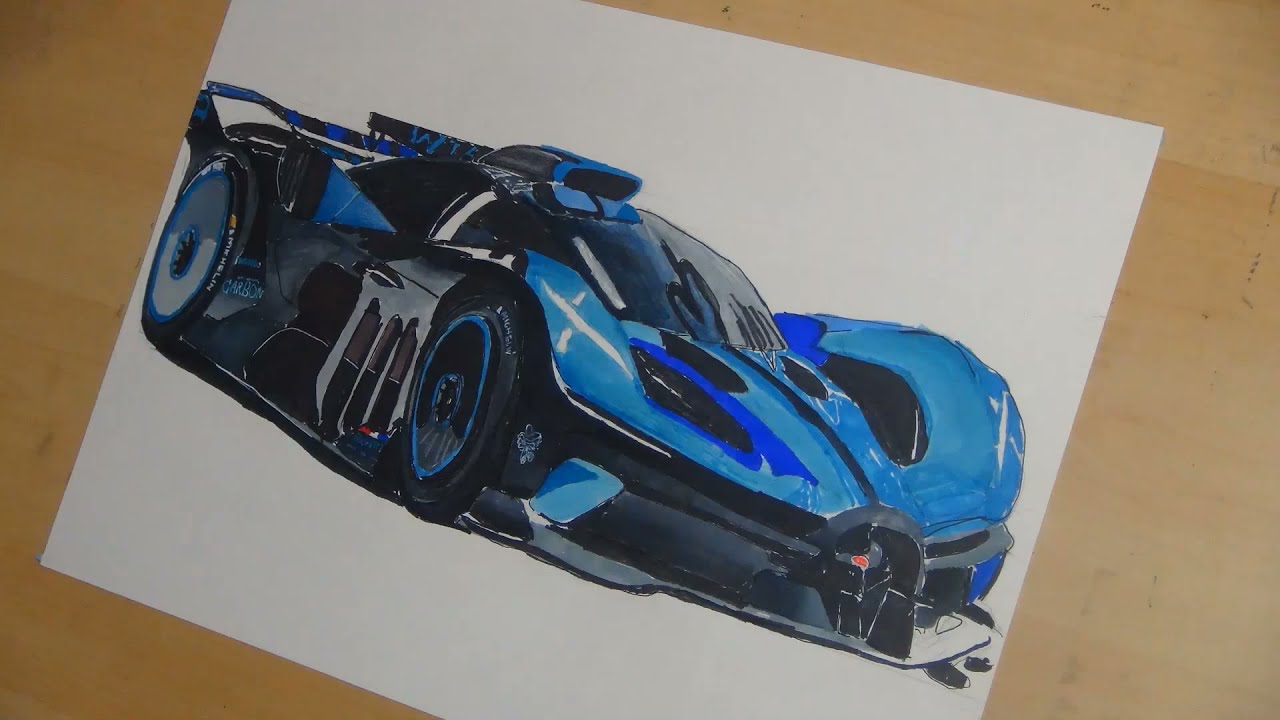 Realistic Car Drawing Bugatti Bolide - YouTube