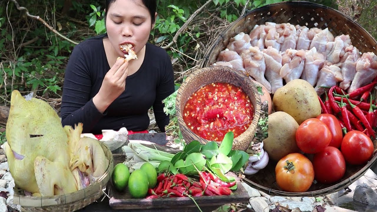 Survival Skills Cooking- Chicken soup spicy with Peppers Taste ...