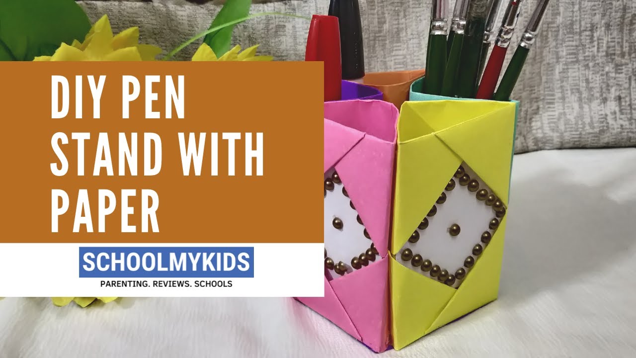 DIY Pen Stand with Paper - Easy DIY for Kids - YouTube