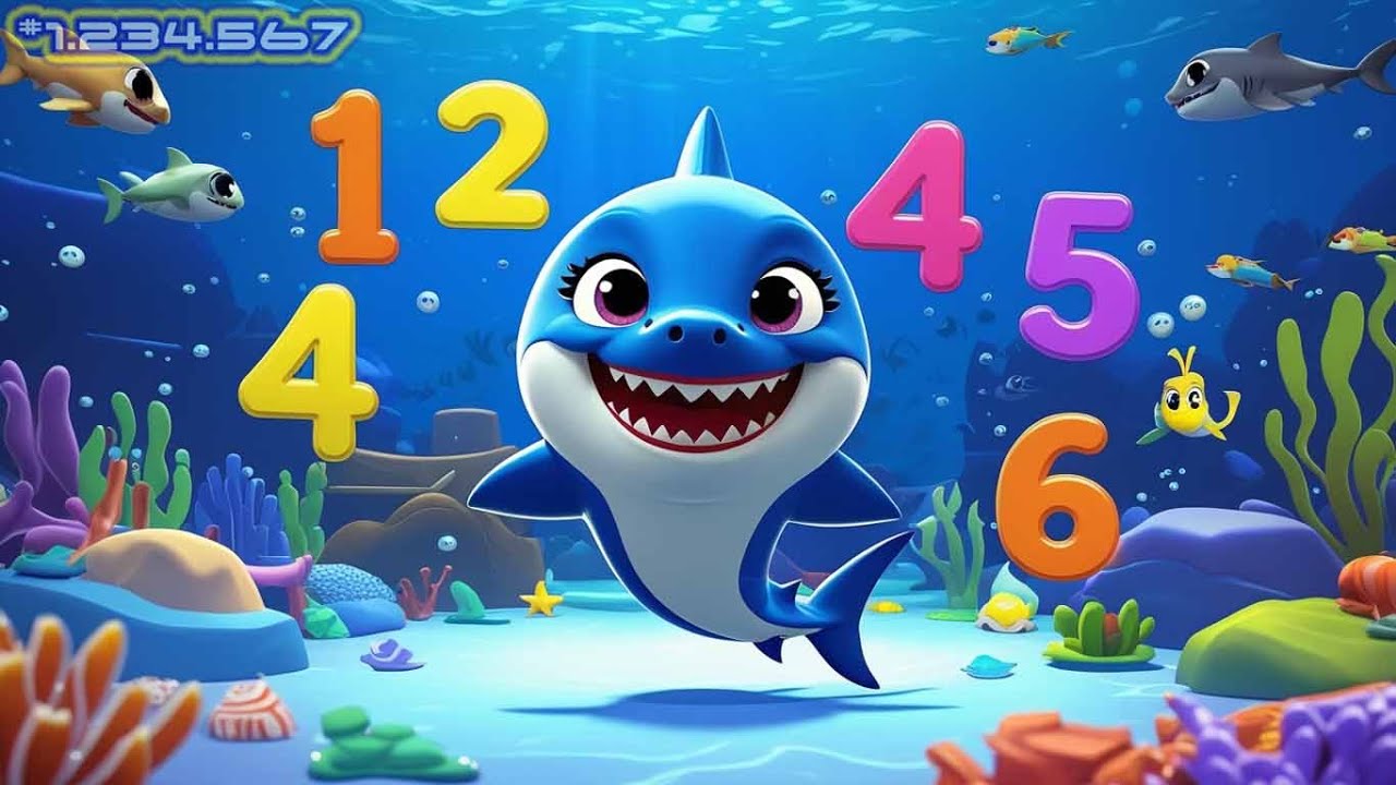 Baby Shark Learns to Count from 1 to 10 | Numbers Song | Nursery Rhymes ...