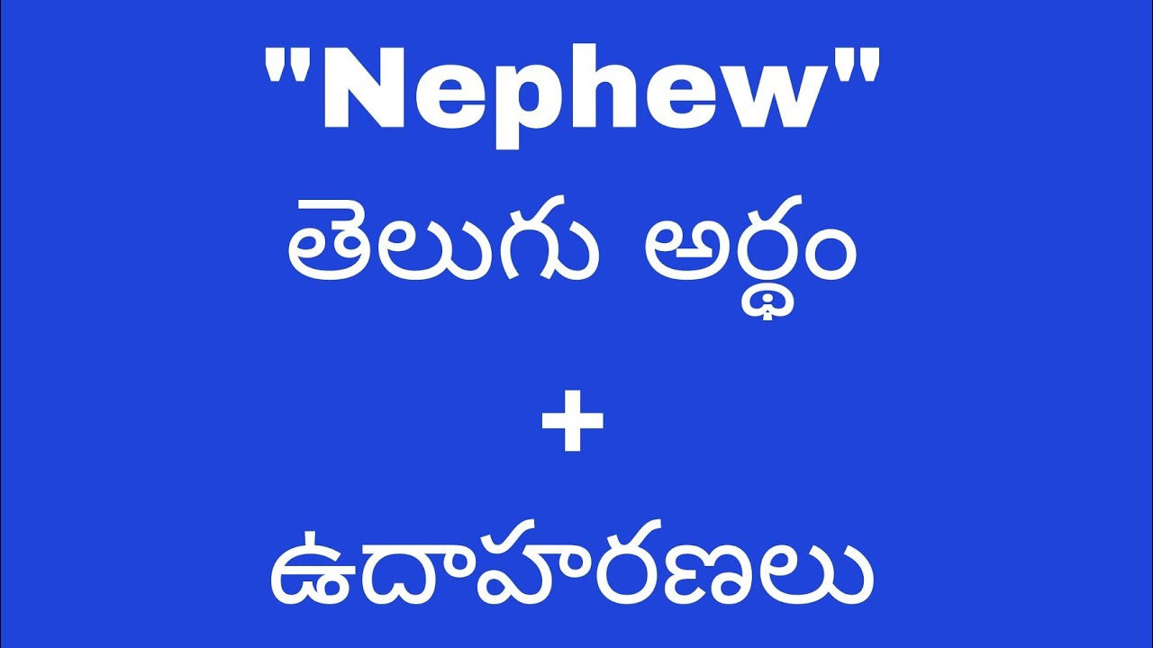 Nephew Meaning In Telugu With Examples Nephew 