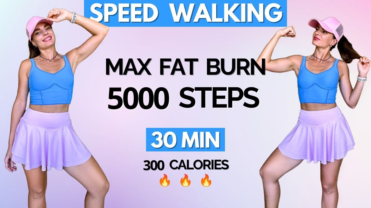 30 MIN SPEED WALKING CARDIO – 5000 Steps for Max Fat Burn & Weight Loss ...