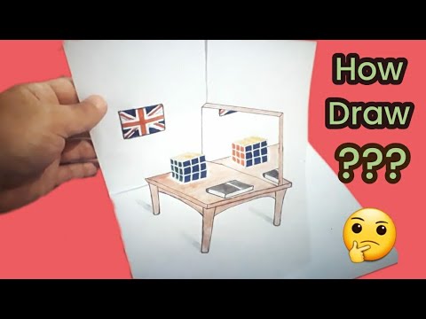 How to draw?Hyper realistic Drawing.Mirror and Rubik's Cube#3ddrawing ...