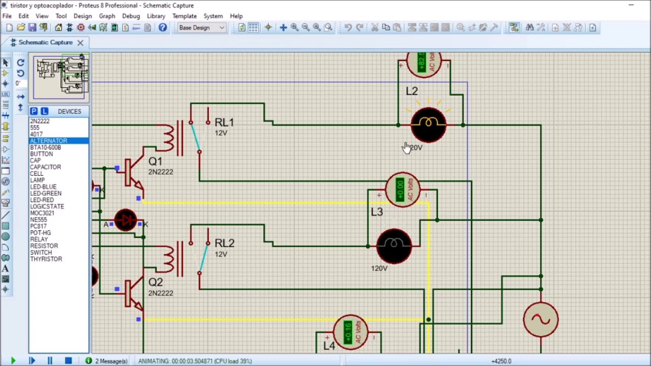 Practica con Tirisitor y optoacopladores (Proteus) - YouTube