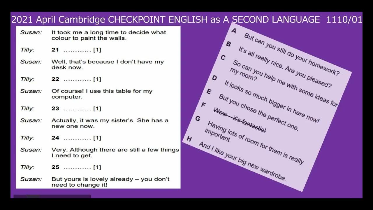 2021 April-english as second language checkpoint paper 1-1110-complete ...