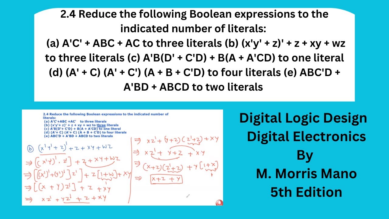 2 4 Reduce The Following Boolean Expressions To The Indicated Number Of