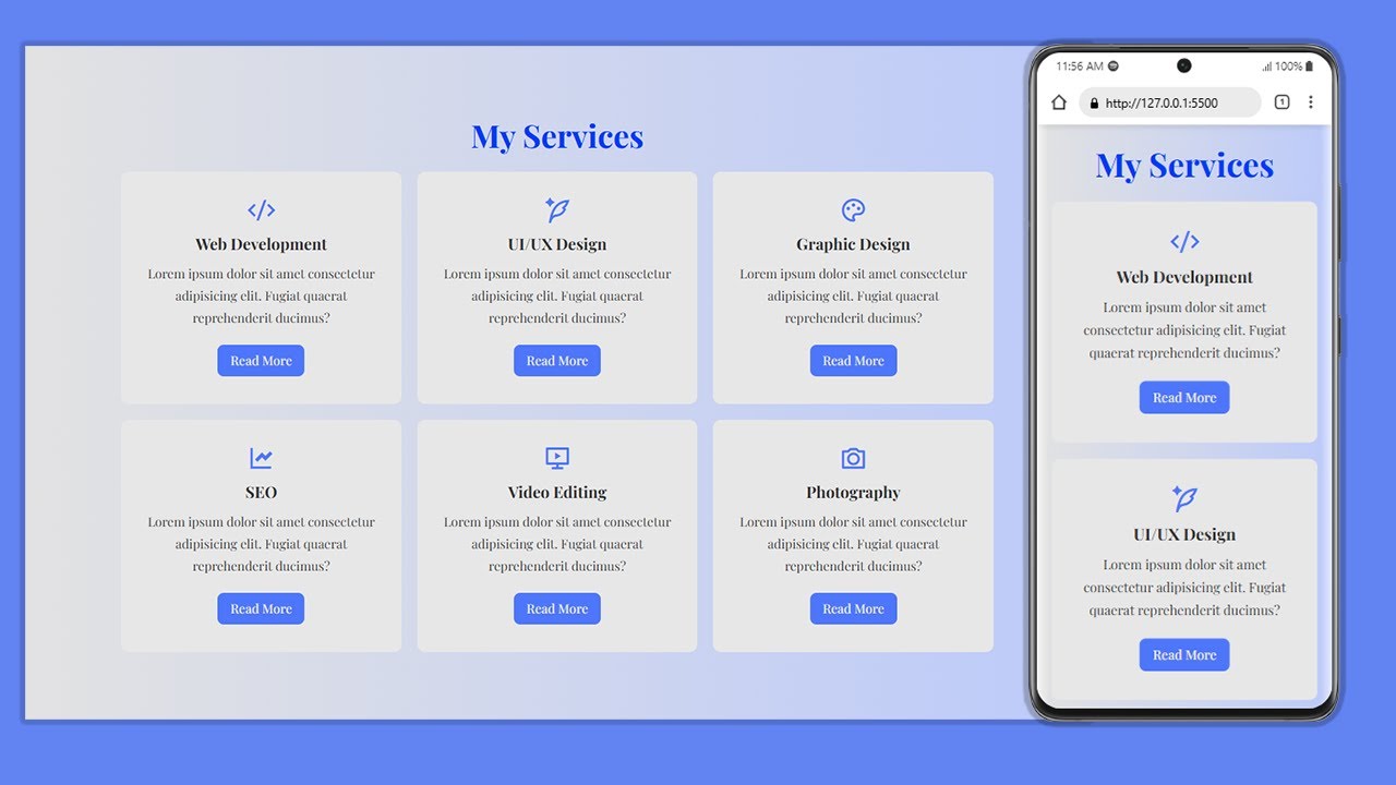 Responsive Service Section using HTML and Css Grid Layout || Service Section Html & Css - YouTube