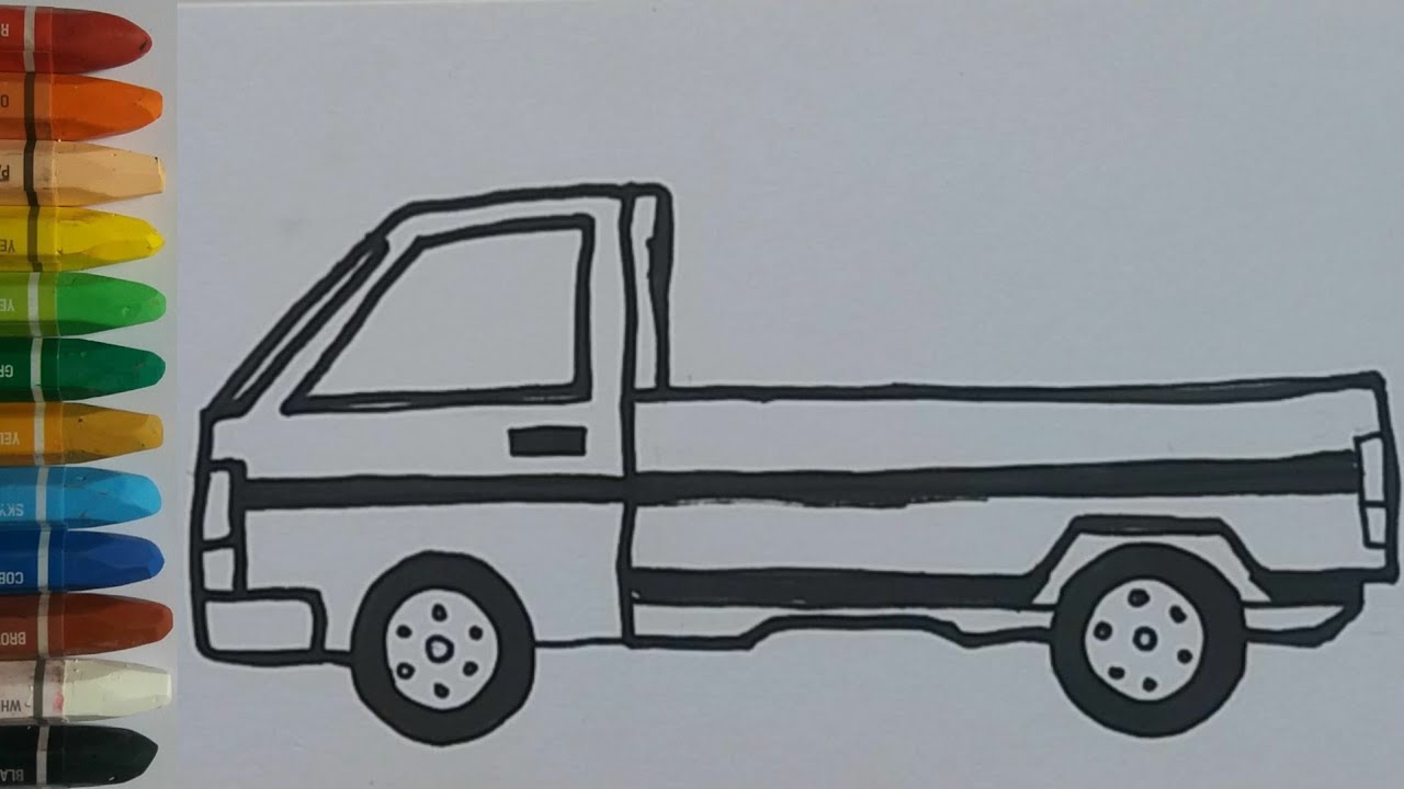 DRAWING AND COLORING - MENGGAMBAR DAN MEWARNAI MOBIL PICK UP - YouTube