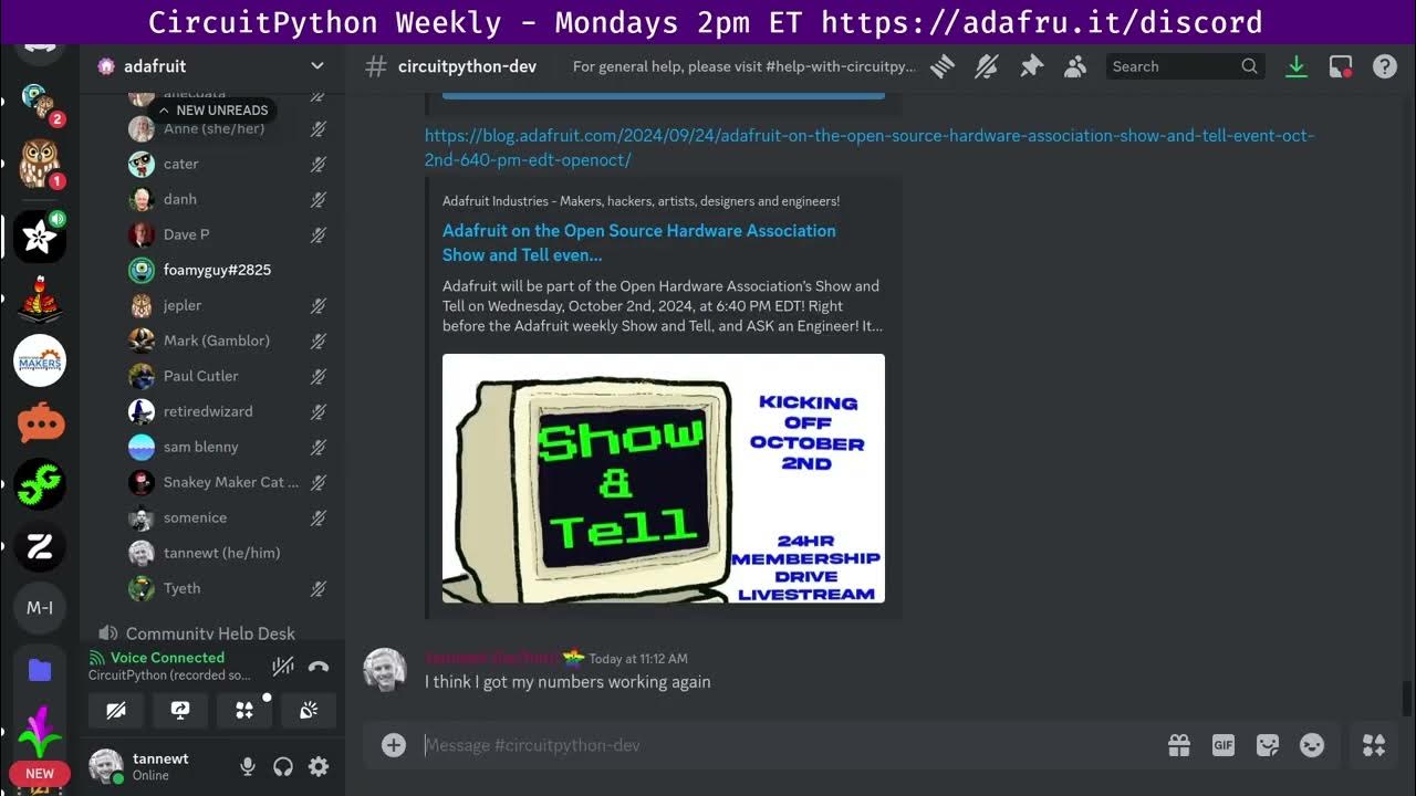CircuitPython Weekly Meeting for September 30th, 2024 #adafruit - YouTube