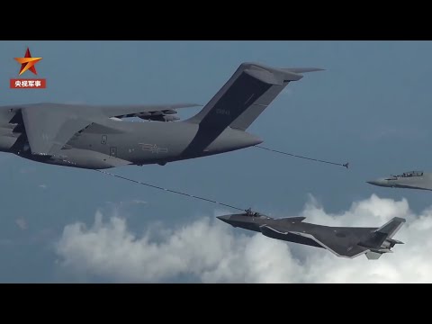 Chinese J-20 Fighter Jet refuelling from YU-20 Tanker aircraft for the ...