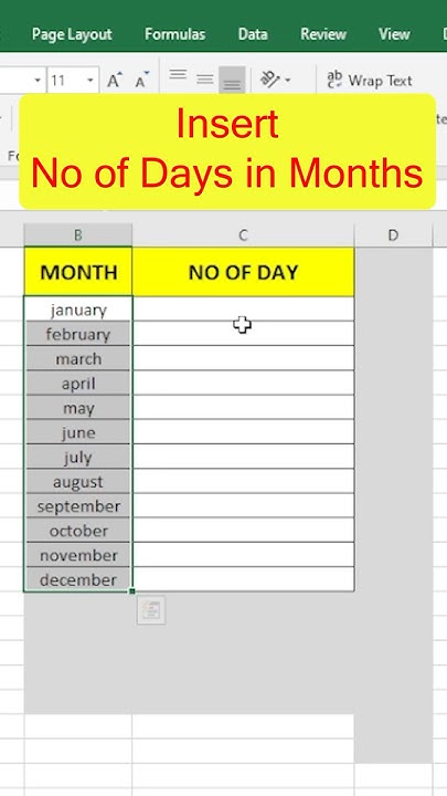 Total Number Of Days In A Month Shorts Excel Exceltips Exceltutorial Interviewquestions