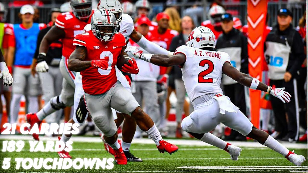 Miyan Williams goes for 5 Touchdowns against Rutgers || Full Highlights ...