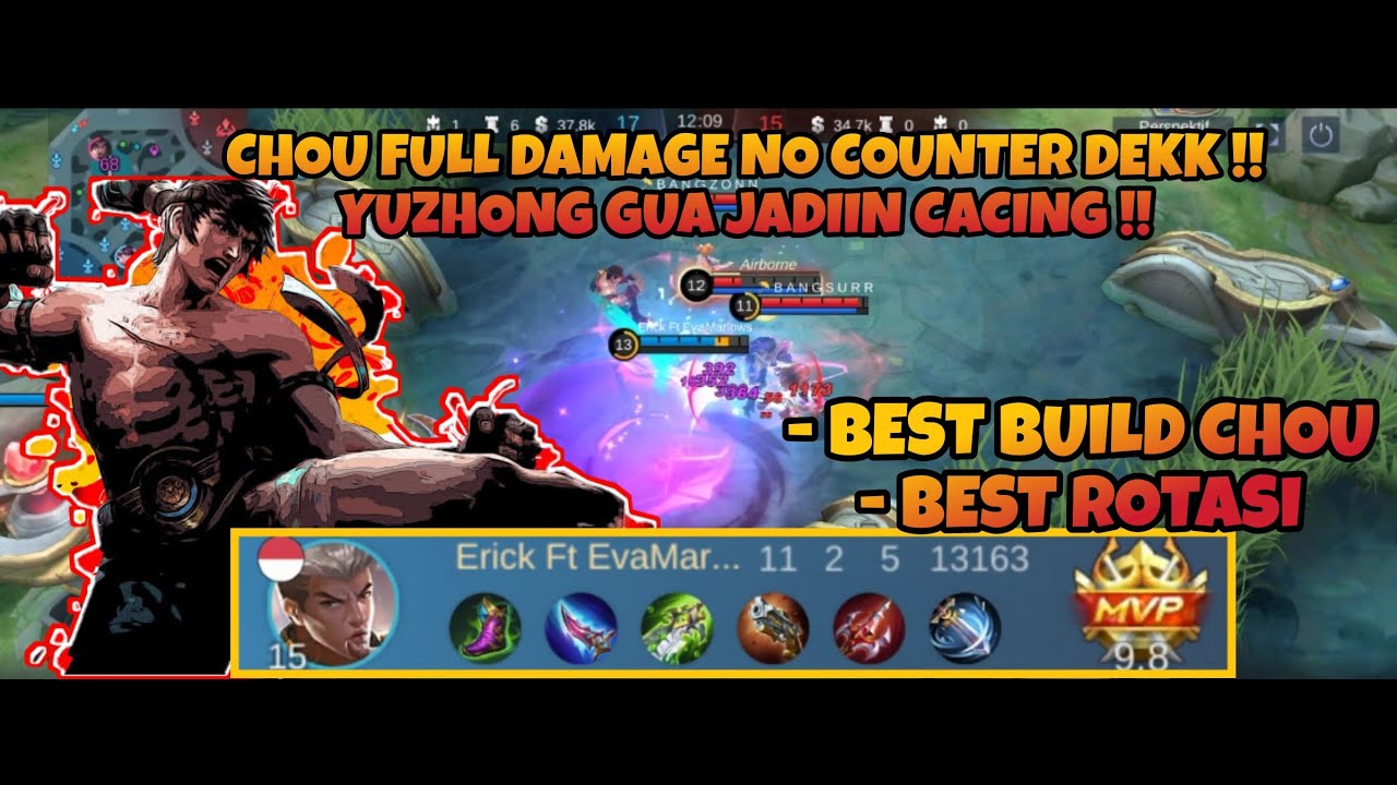 CHOU DAMAGE NO COUNTER !! BEST BUILD CHOU !! BEST ROTASI CHOU !! - YouTube