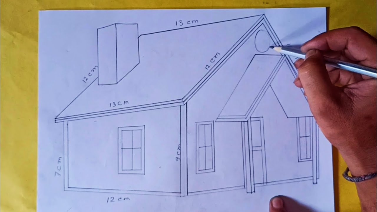 House Drawing ️ Easy Step By Step - A4 Size Paper House Drawing ...