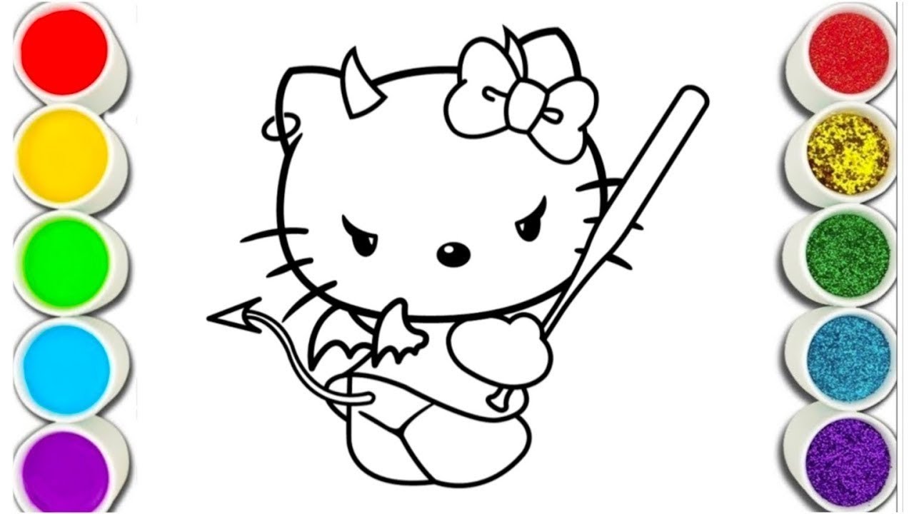 How To Draw Halloween Hello Kitty Drawing Painting & Colouring For kids ...