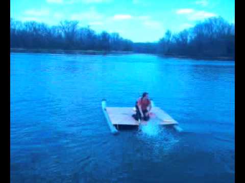 Home made pontoon boat - YouTube