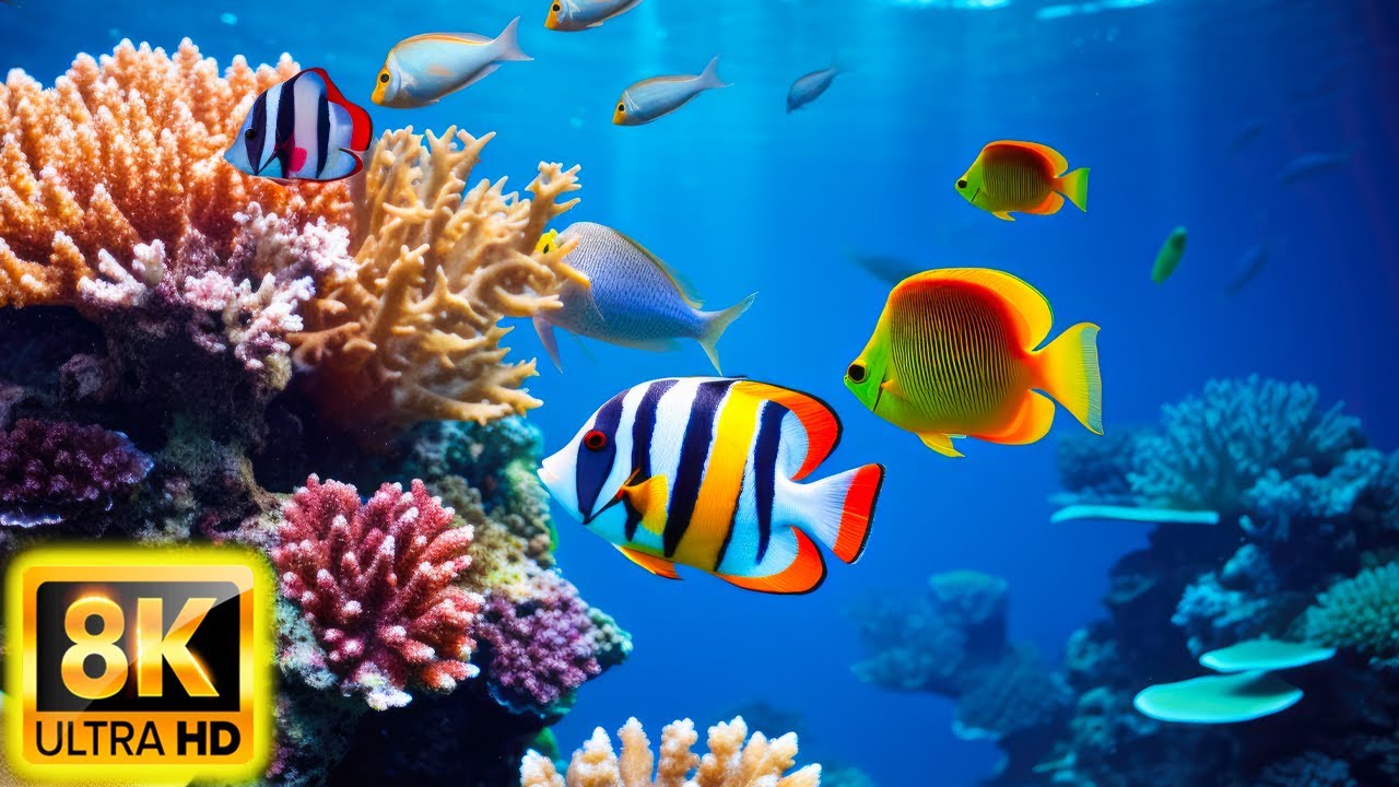 Aquarium 8K ULTRA HD - Beautiful Relaxing Coral Reef Fish - Relaxing ...