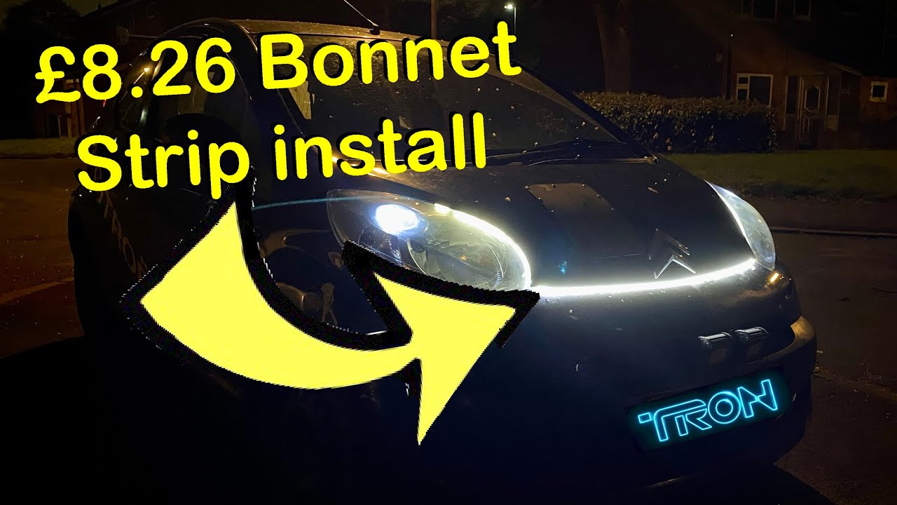 LED Hood Strip Install / Dynamic Car Bonnet Strip Daytime Running Light ...