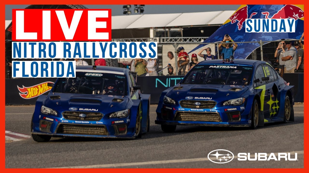 LIVE: Nitro Rallycross Florida Day2 SUBARU Paddock Cams (Sunday) - YouTube
