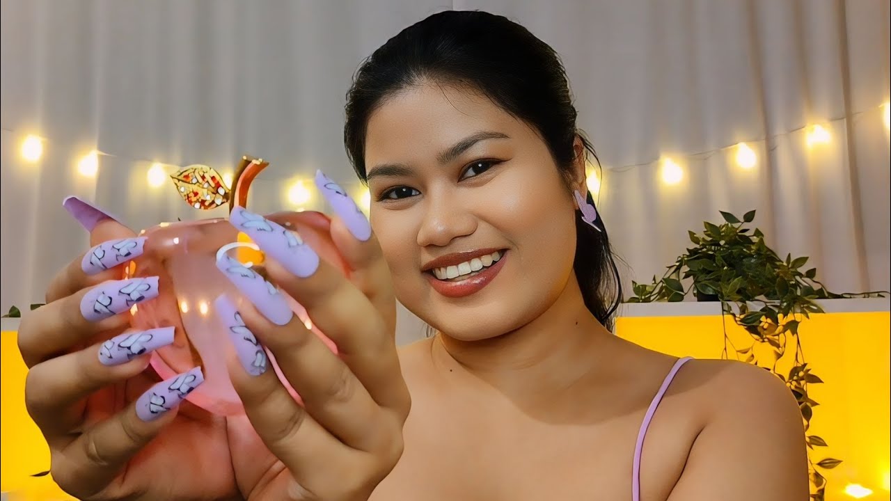 ASMR | Tingly Tapping, Scratching and Tracing💜 (Long nails & Whispering ...