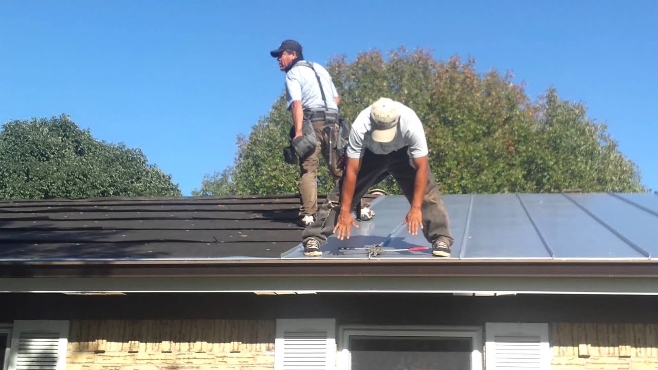 Standing seam roof install - YouTube