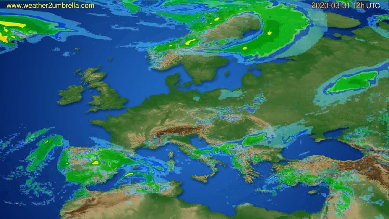 Radar forecast Europe // modelrun: 00h UTC 2020-03-31 - YouTube
