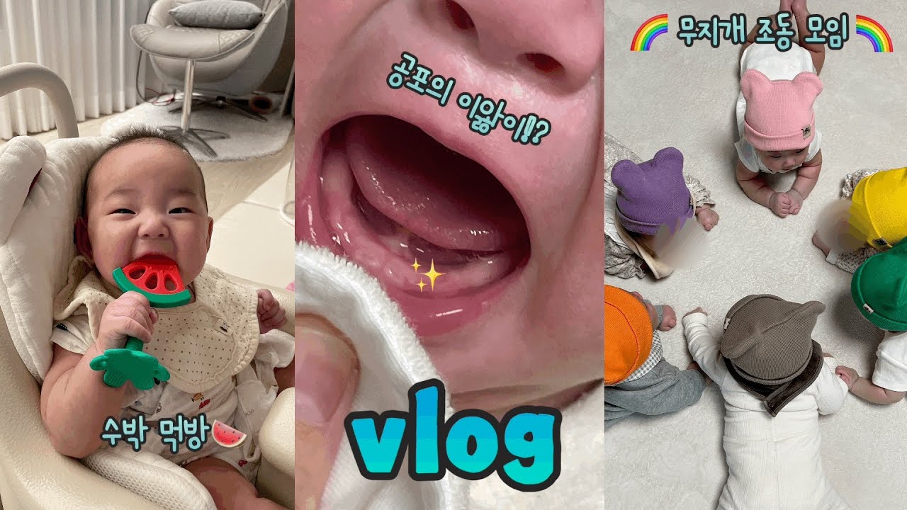 육아 브이로그 이앓이 지옥 시작🚨i 제 1차 무지개 조동 모임 결성🌈 I 치발기야 부탁해 I 뒤집기지옥 I 놀이추천 I