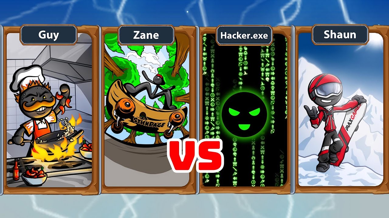 Zane and Guy Vs Hacker and Shaun #stickwarlegacy - YouTube