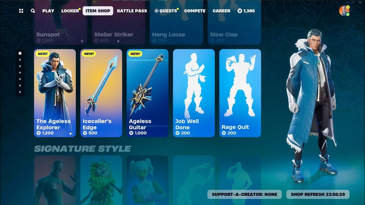 FORTNITE ITEM SHOP TODAY - *NEW* Ageless Explorer Skin - 9.1.24 - YouTube