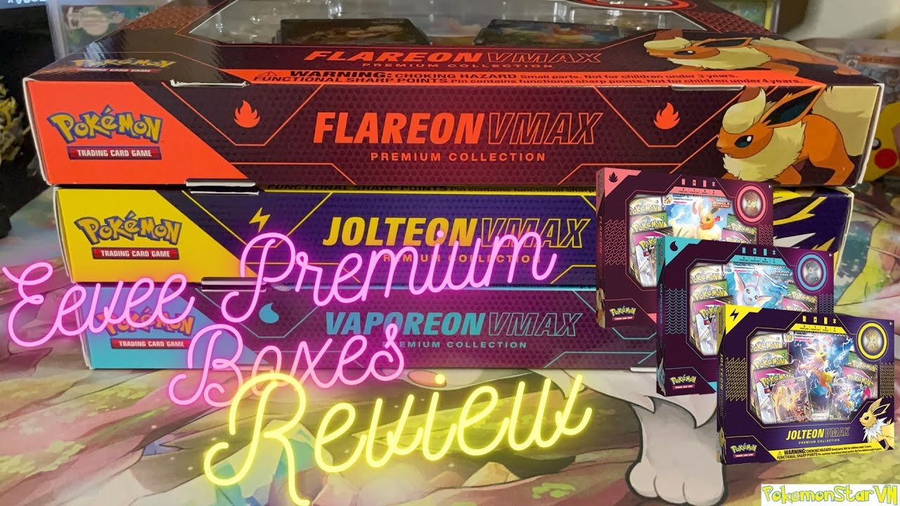 Pokémon Vaporeon Jolteon Flareon VMAX Premium Collection Box Review 🔥 ...