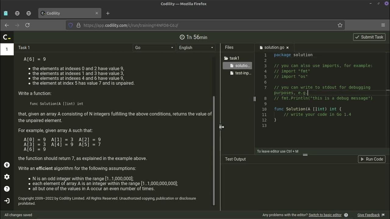 Codility - Odd Occurence in Array (Go) - YouTube