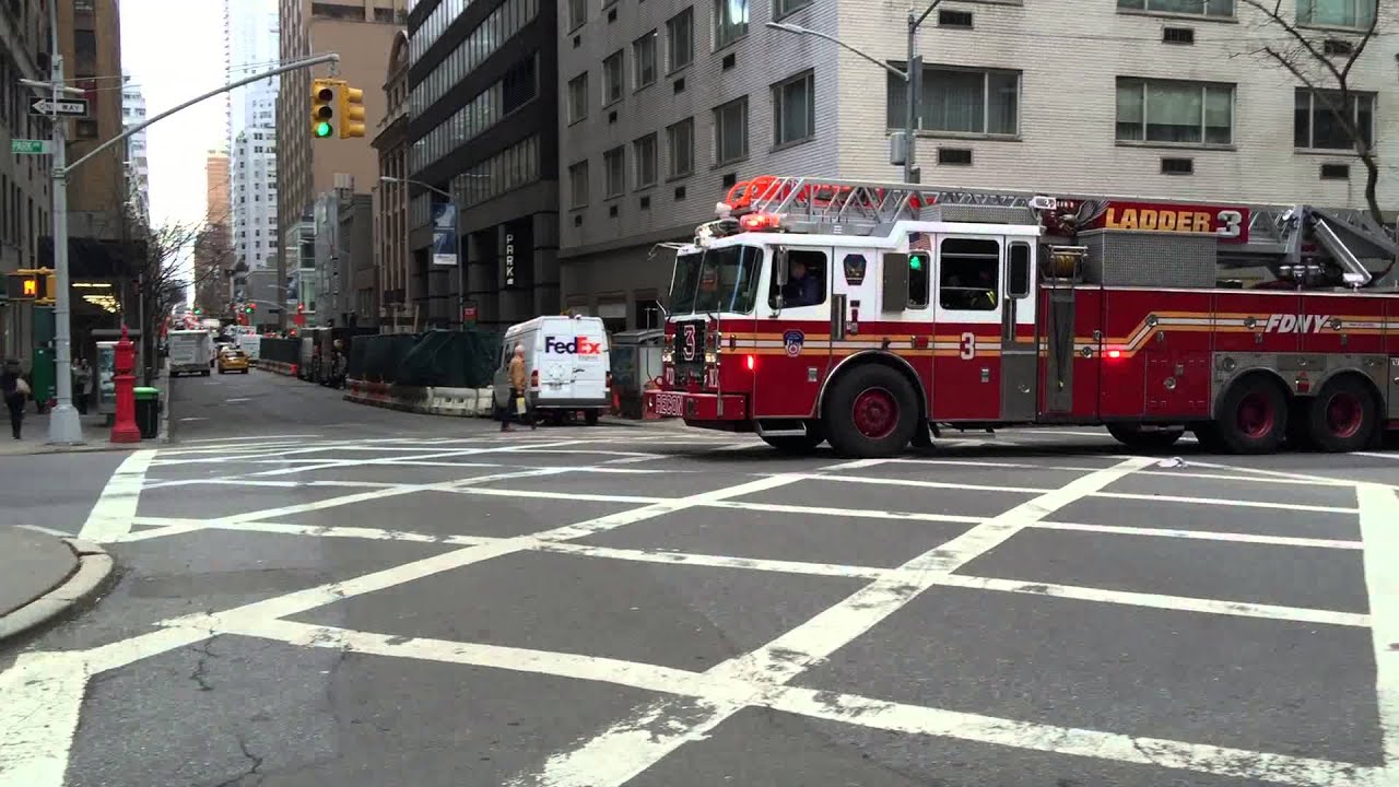FDNY LADDER 3 RESPONDING TO ALL HANDS TRANSFORMER FIRE WITH EXTENSION ...