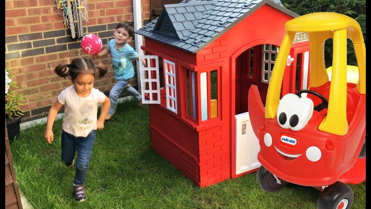 Kids Playing & Riding in Little Tikes Cozy Coupe Cars Ride On / With ...