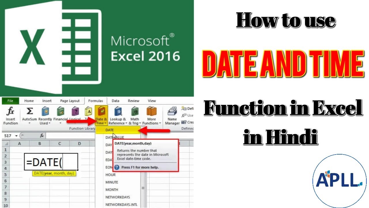 How To Use Date Function In Excel Date And Time In Excel In Hindi How To Use Date Function In Excel Date And Time In Excel In Hindi