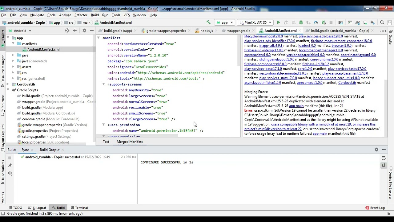 حل مشكلة الغرادل Fix Gradle Manifest Merger Failed With Multiple Errors See Logs Youtube