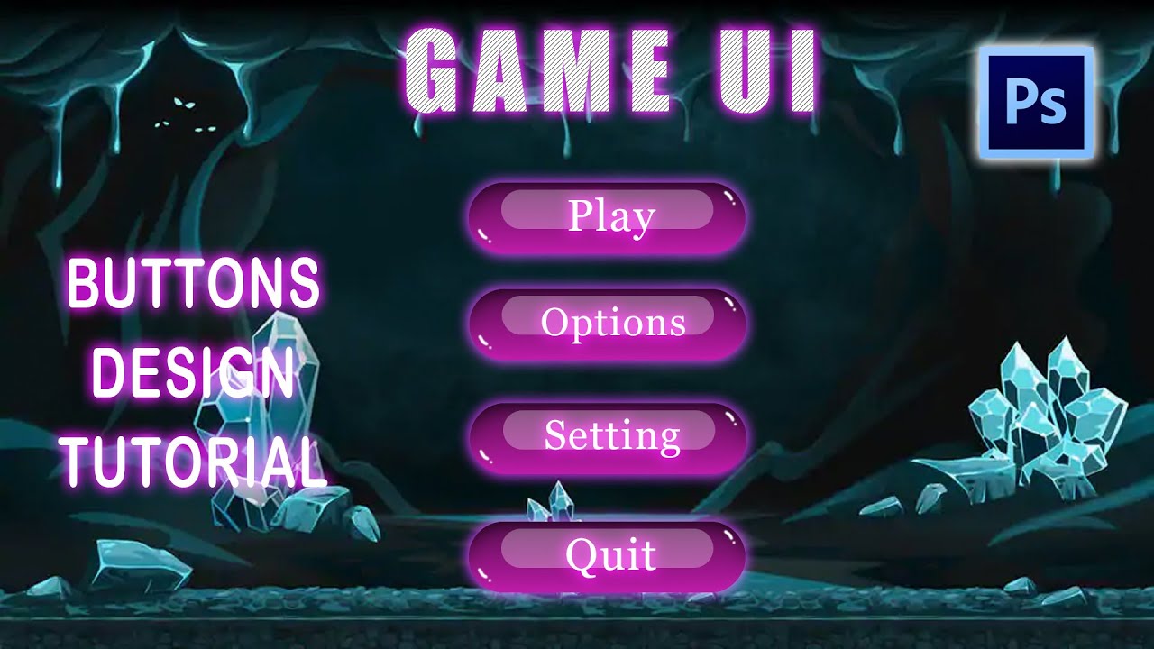 Game UI Design / Game Button In Adobe Photoshop | Photoshop Tutorial ...
