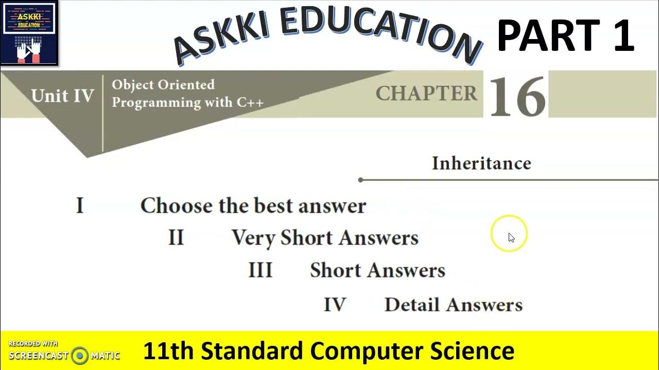 💥 11th Computer Science Chapter 16 Inheritance - Book Back Answers English Medium part#1 - YouTube