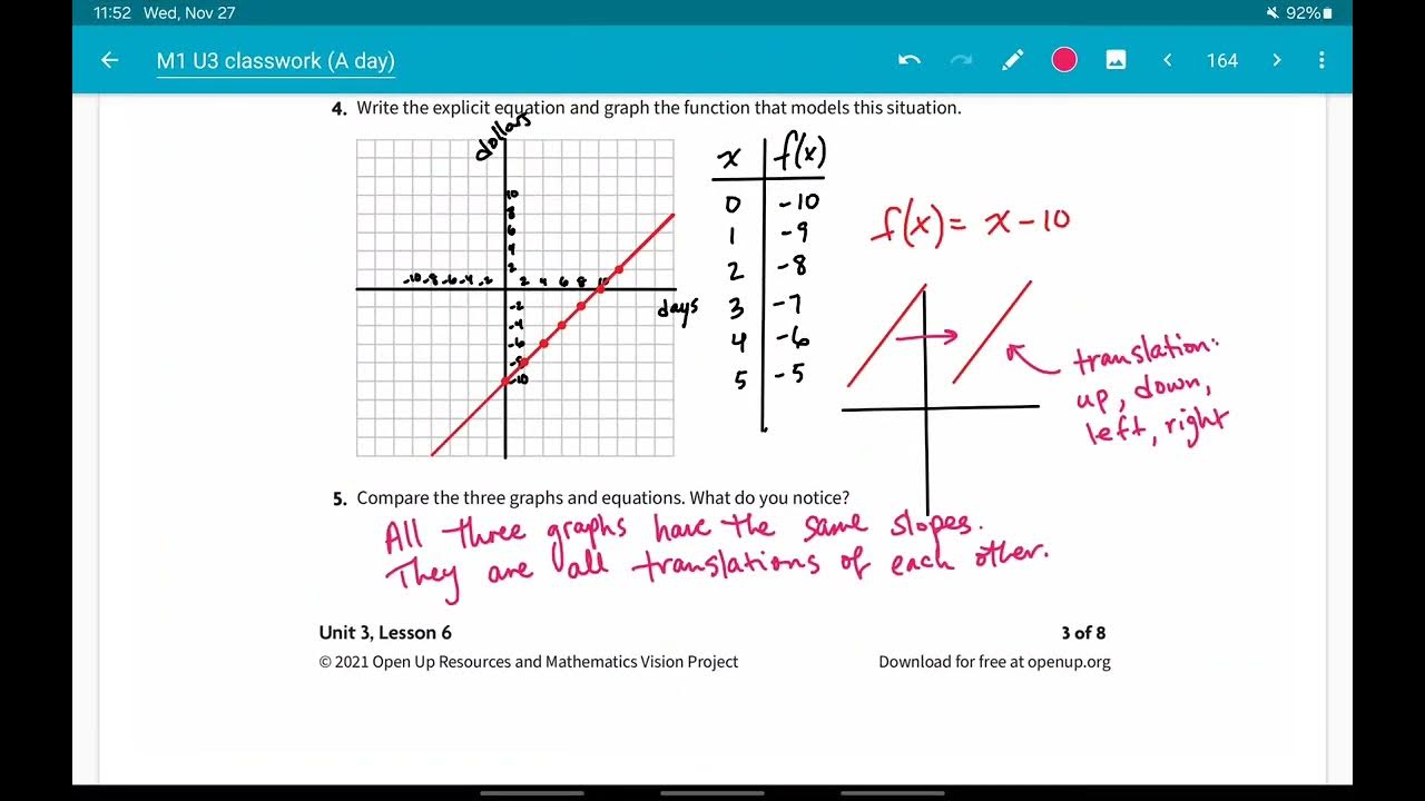 Open Up HS Math I Unit 3 Lesson 6 Question 5 - YouTube