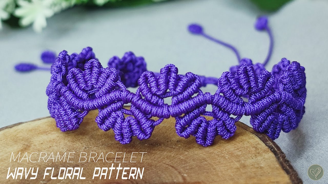 DIY Macrame Bracelet Wavy Flower Pattern | Macrame Bracelet Tutorial - YouTube