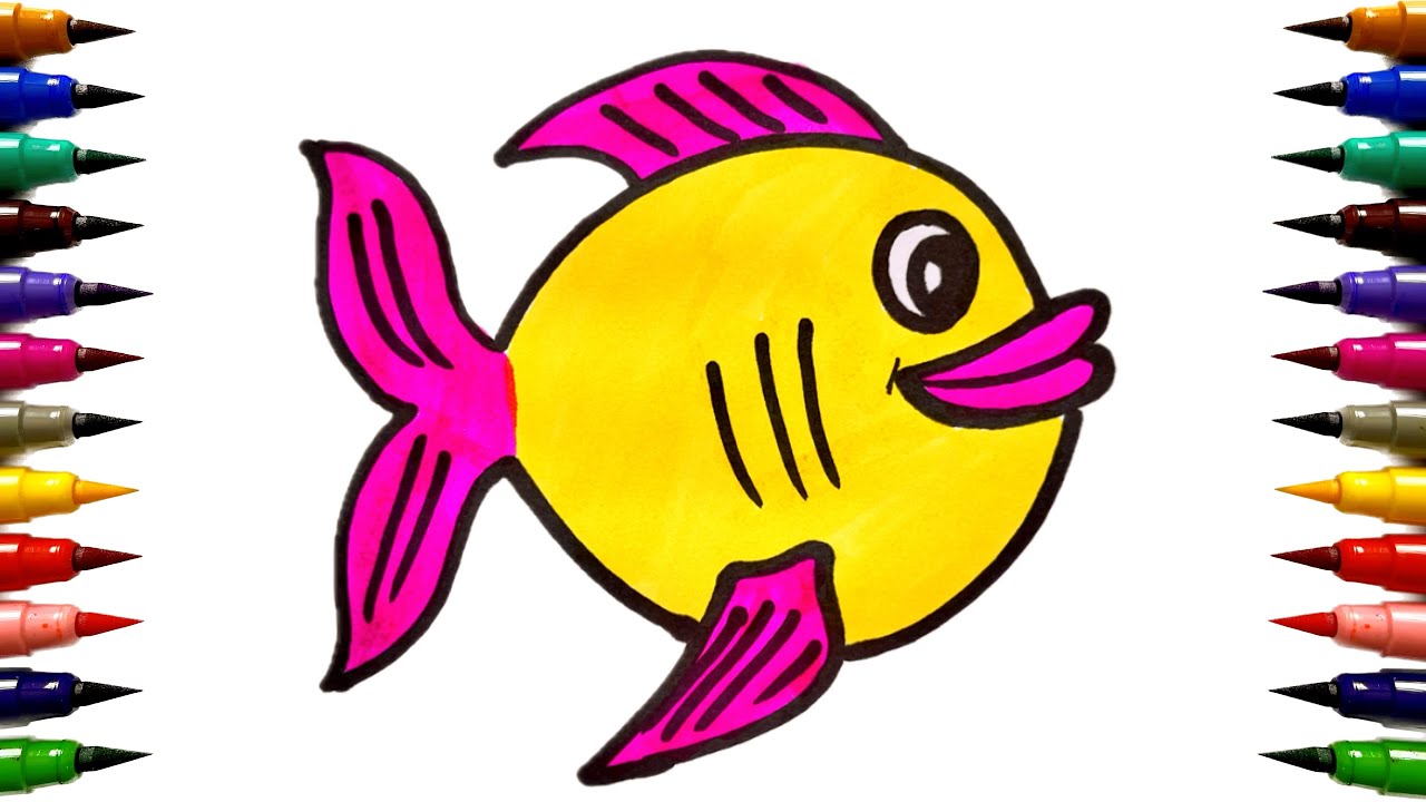 Beautiful Fish Drawing, Colouring and Painting for Kids | How To Draw ...