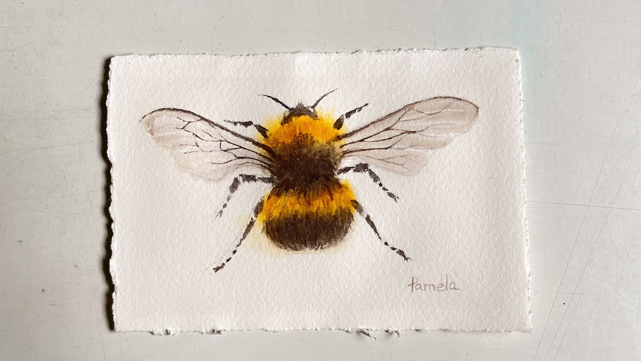 Watercolor Bumblebee painting Tutorial for Beginners - YouTube