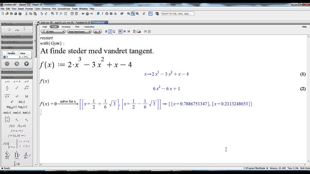 Nulpunkter for f'(x) - YouTube