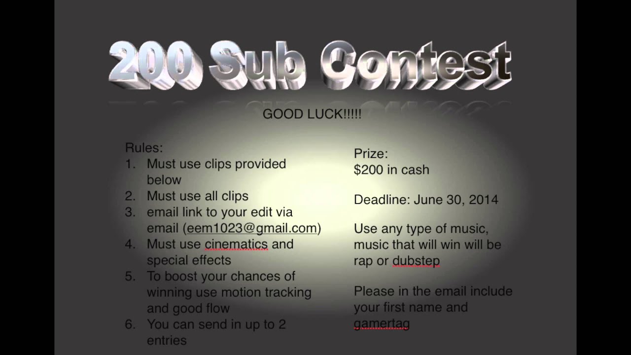 200 Sub Contest: Prize $200 cash - YouTube