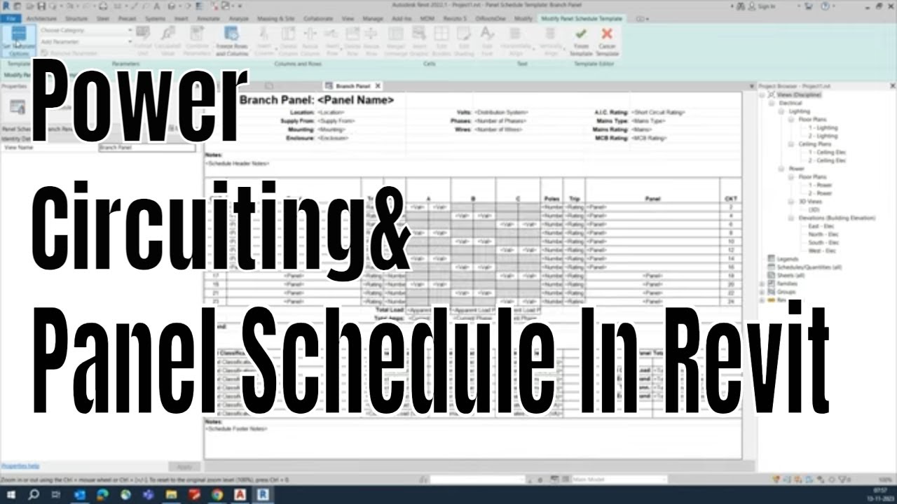 Power Circuiting Creating Panel Schedule In Revit YouTube Power Circuiting Creating Panel Schedule In Revit YouTube