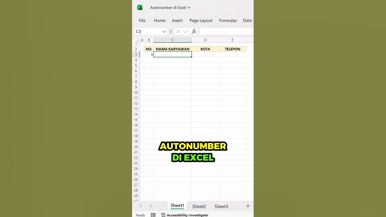 Autonumber Di Excel Belajarexcel Exceltips Tutorialexcel Youtube