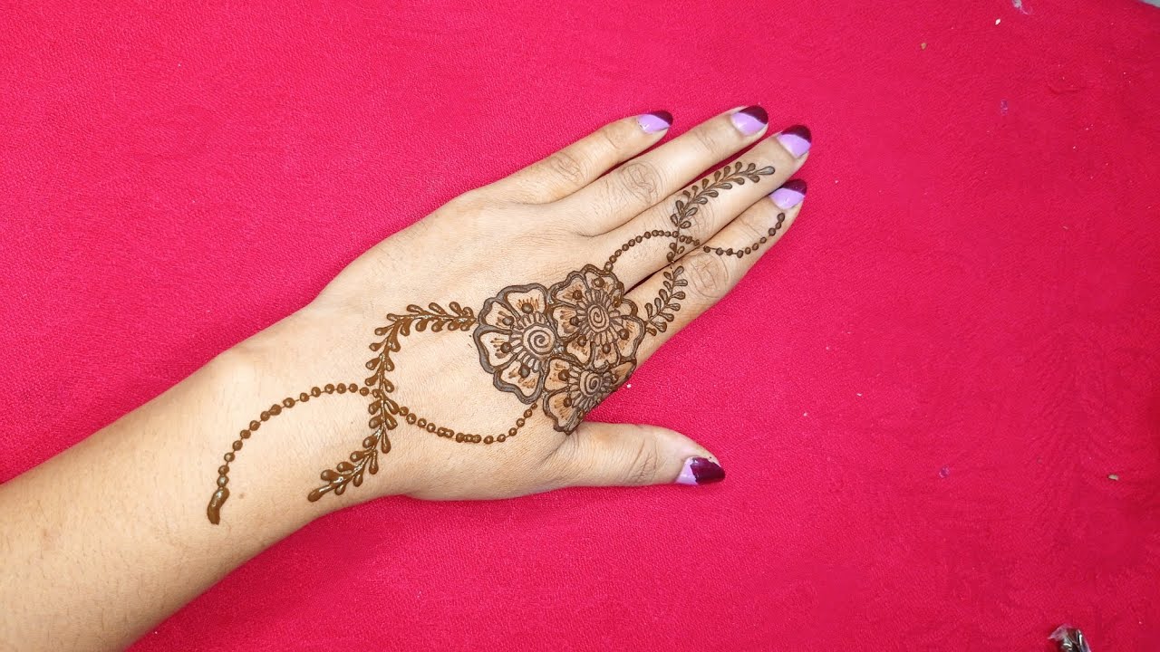 simple & beautiful backhand flower mehndi design - YouTube