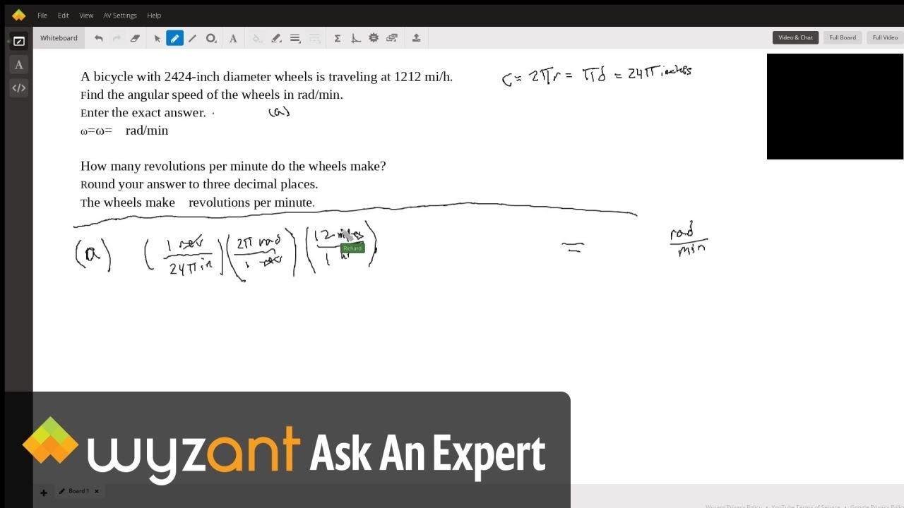 Unit conversion word problem involving radians and revolutions - YouTube