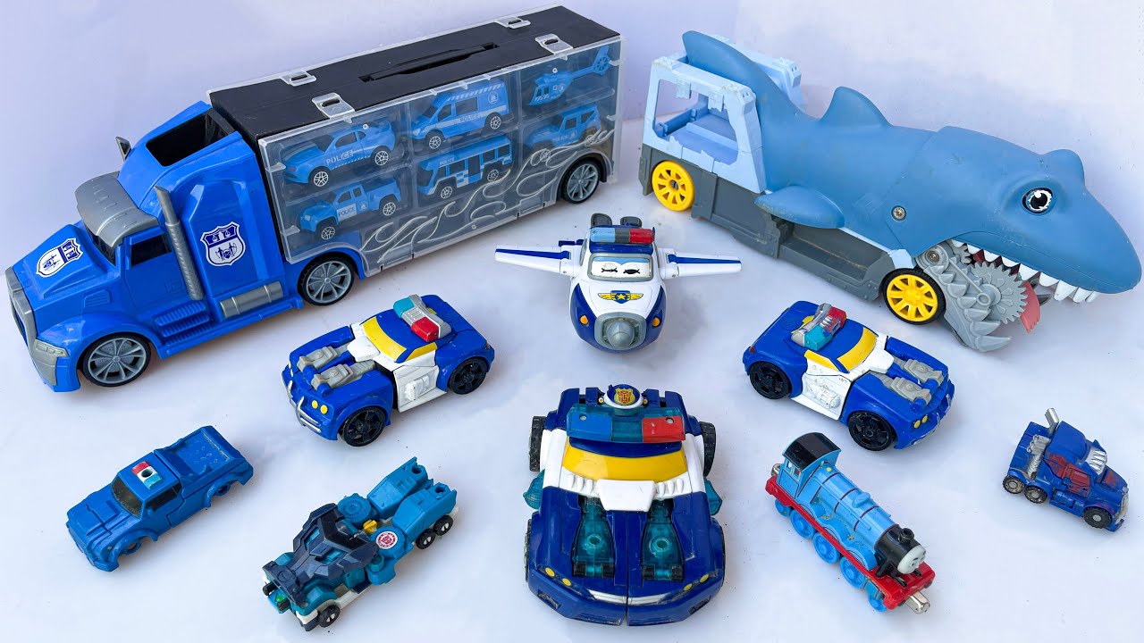 Transformation Blue Car Toys: Shark Truck, Helicopter, Bus, Train ...